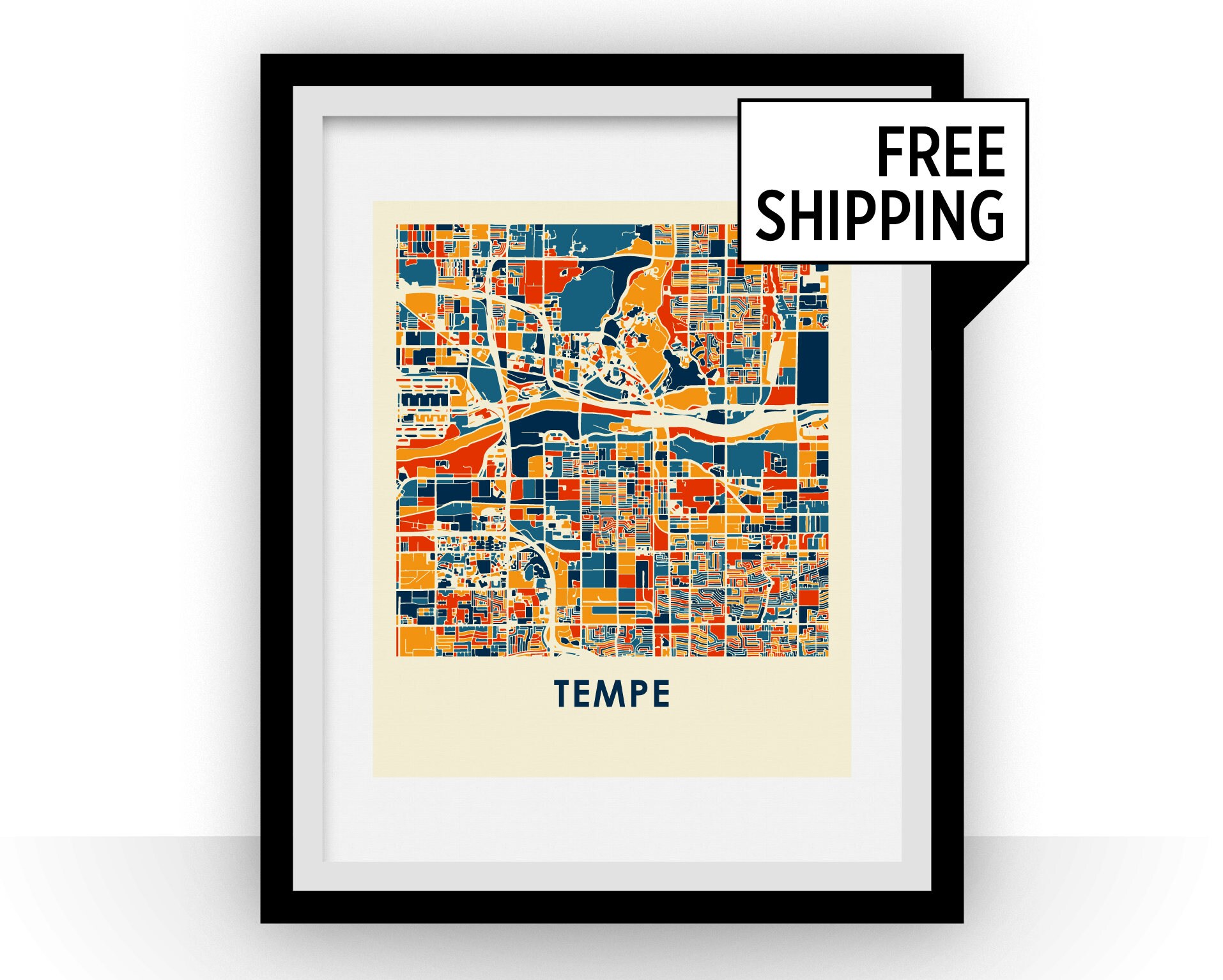 Tempe AZ Map Print Full Color Map Poster | Etsy