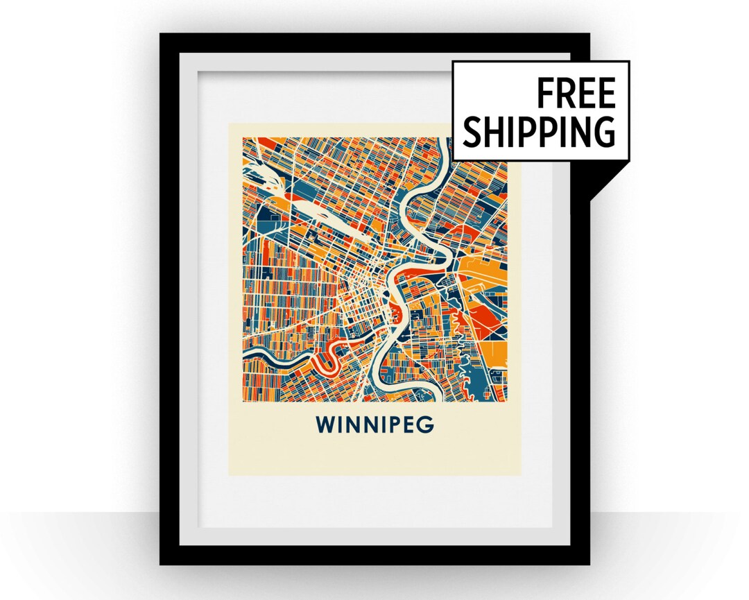 Winnipeg Map Print - Full Color Map Poster - Etsy