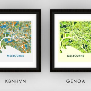 Melbourne Map Print - Full Color Map Poster - Etsy