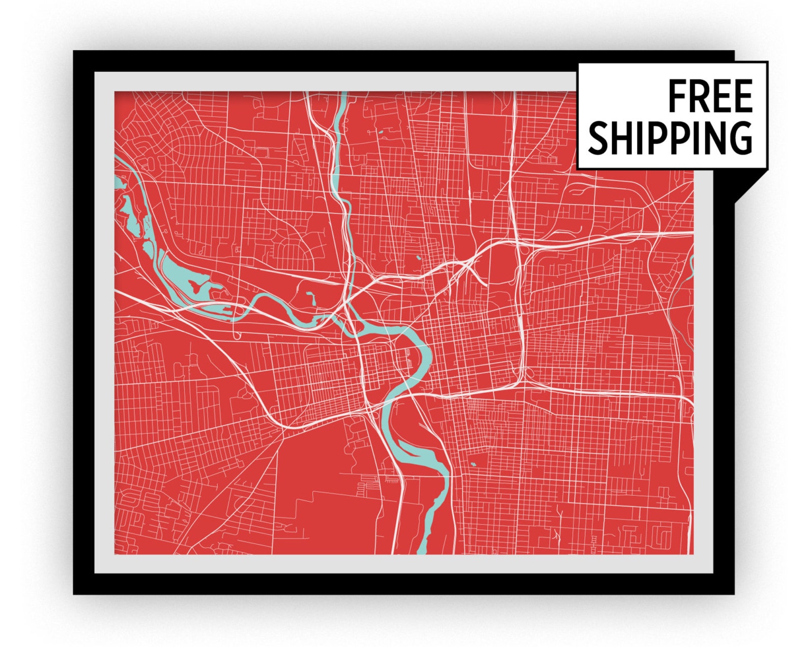 Columbus Map Print Choose Your Color | Etsy