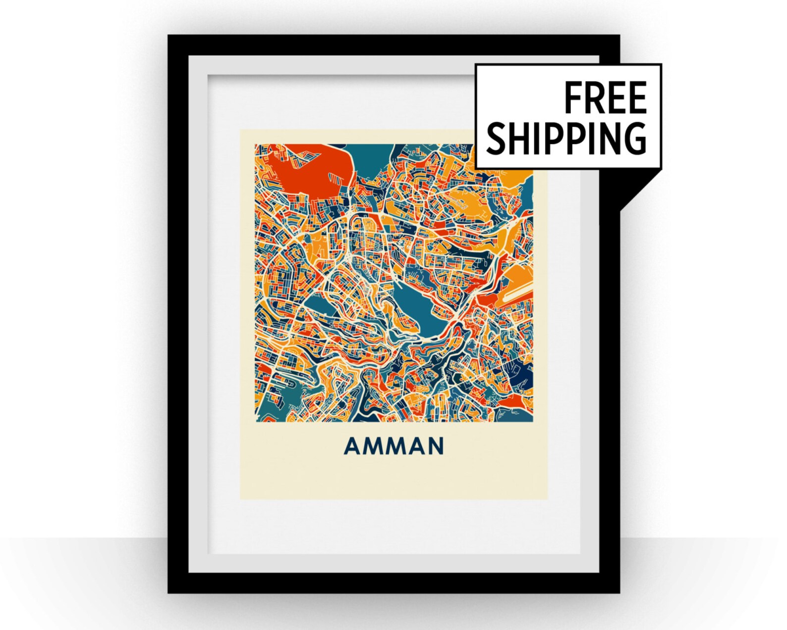 Amman Map Print Full Color Map Poster - Etsy