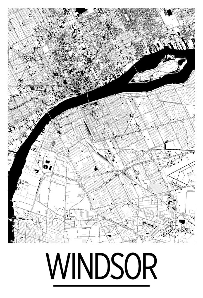 Windsor Ontario Map Poster Ontario Map Print Art Deco | Etsy