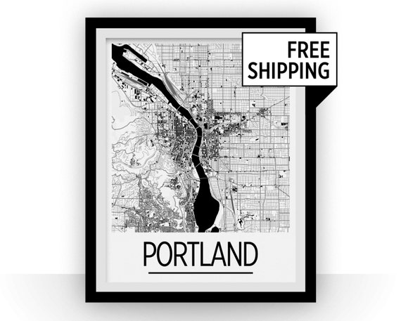 Portland Map Poster Usa Map Print Art Deco Series | Etsy
