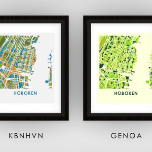 Hoboken Map Print - Full Color Map Poster - Etsy