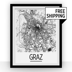 Graz Map Poster - Austria Map Print - Art Deco Series - Etsy