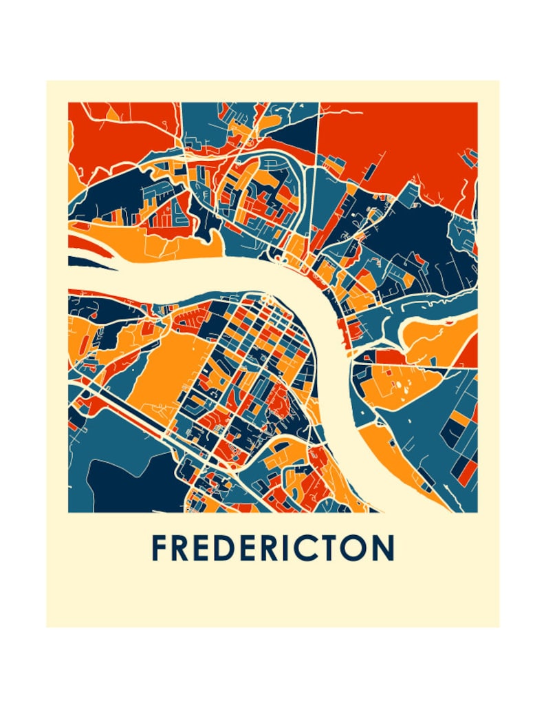 Fredericton Map Print - Full Color Map Poster - Etsy