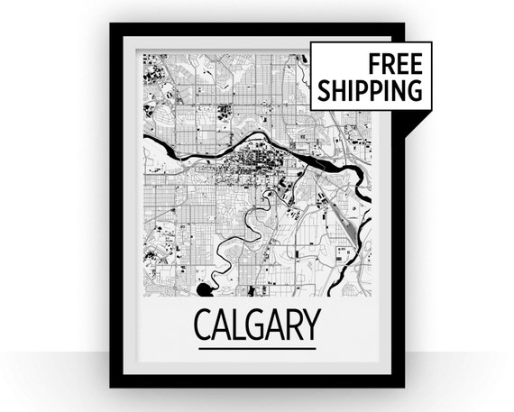 Calgary Map Poster Alberta Map Print Art Deco Series | Etsy