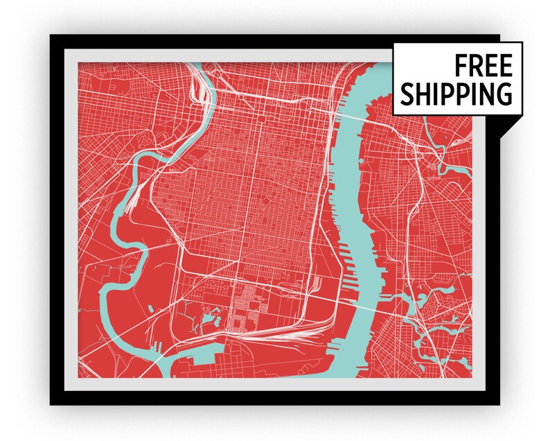 Philadelphia Map Print Choose Your Color - Etsy
