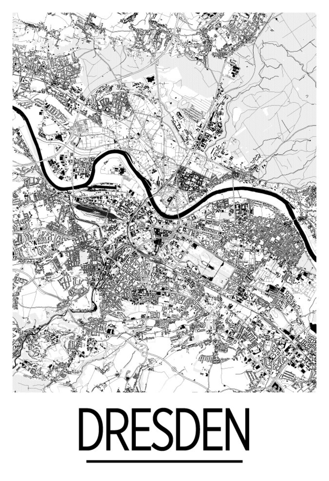 Dresden Map Poster Germany Map Print Art Deco Series | Etsy