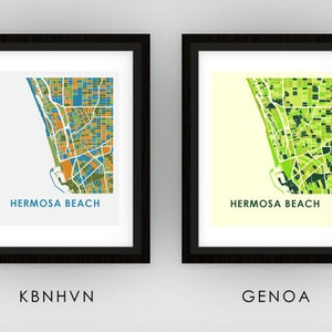 Hermosa Beach Map Print - Full Color Map Poster - Etsy