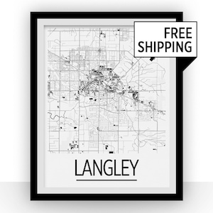 Langley British Columbia Map Poster - British Columbia Map Print - Art ...