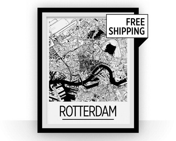 Rotterdam Map Poster Netherlands Map Print Art Deco Series - Etsy
