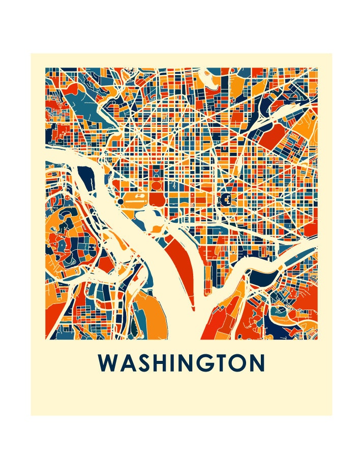 Washington Map Print Full Color Map Poster - Etsy
