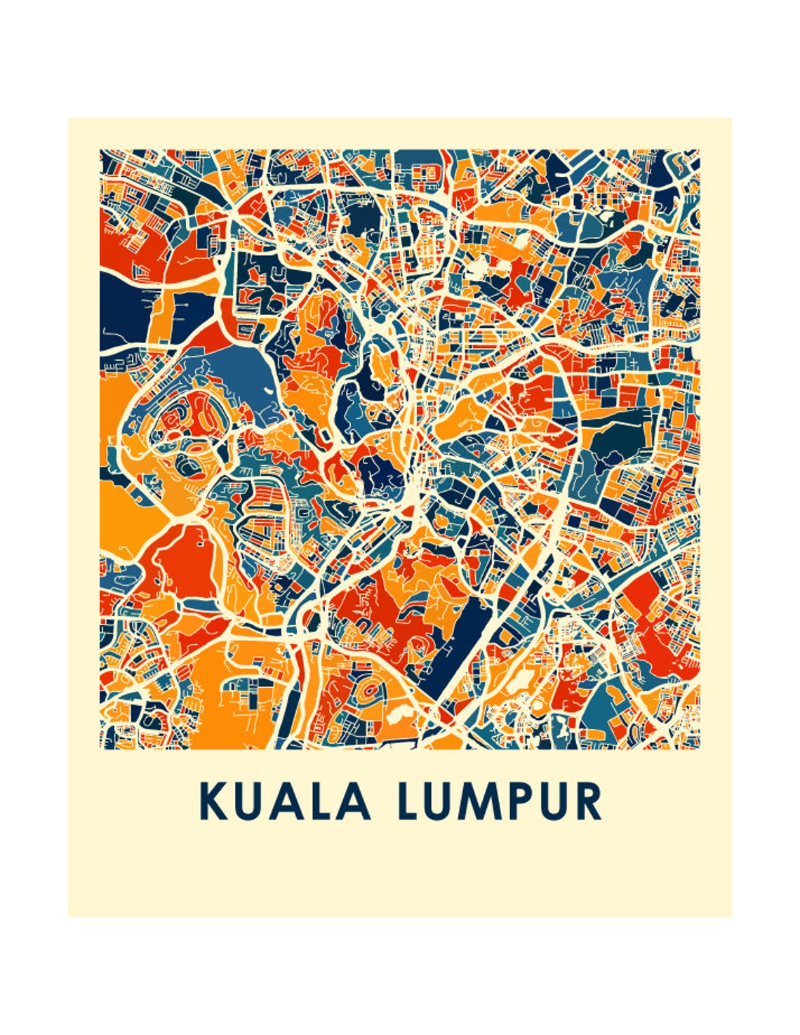 Kuala Lumpur Map Print Full Color Map Poster - Etsy