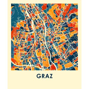 Graz Map Print - Full Color Map Poster - Etsy