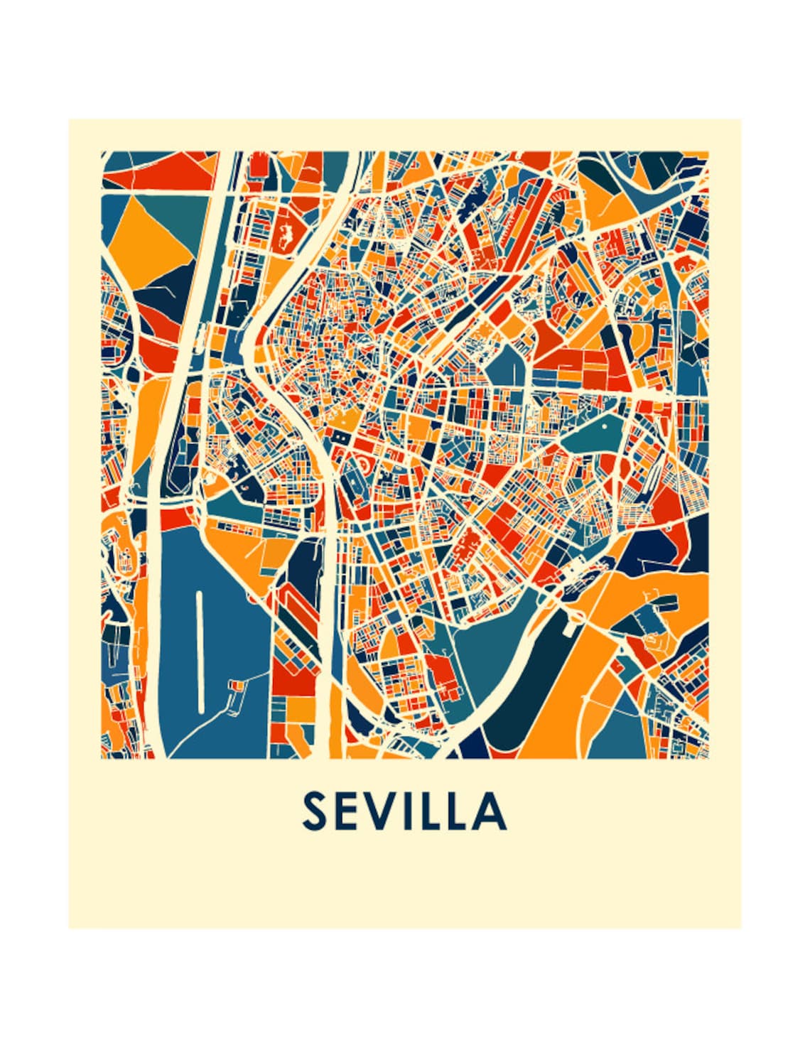 Sevilla Map Print Full Color Map Poster - Etsy