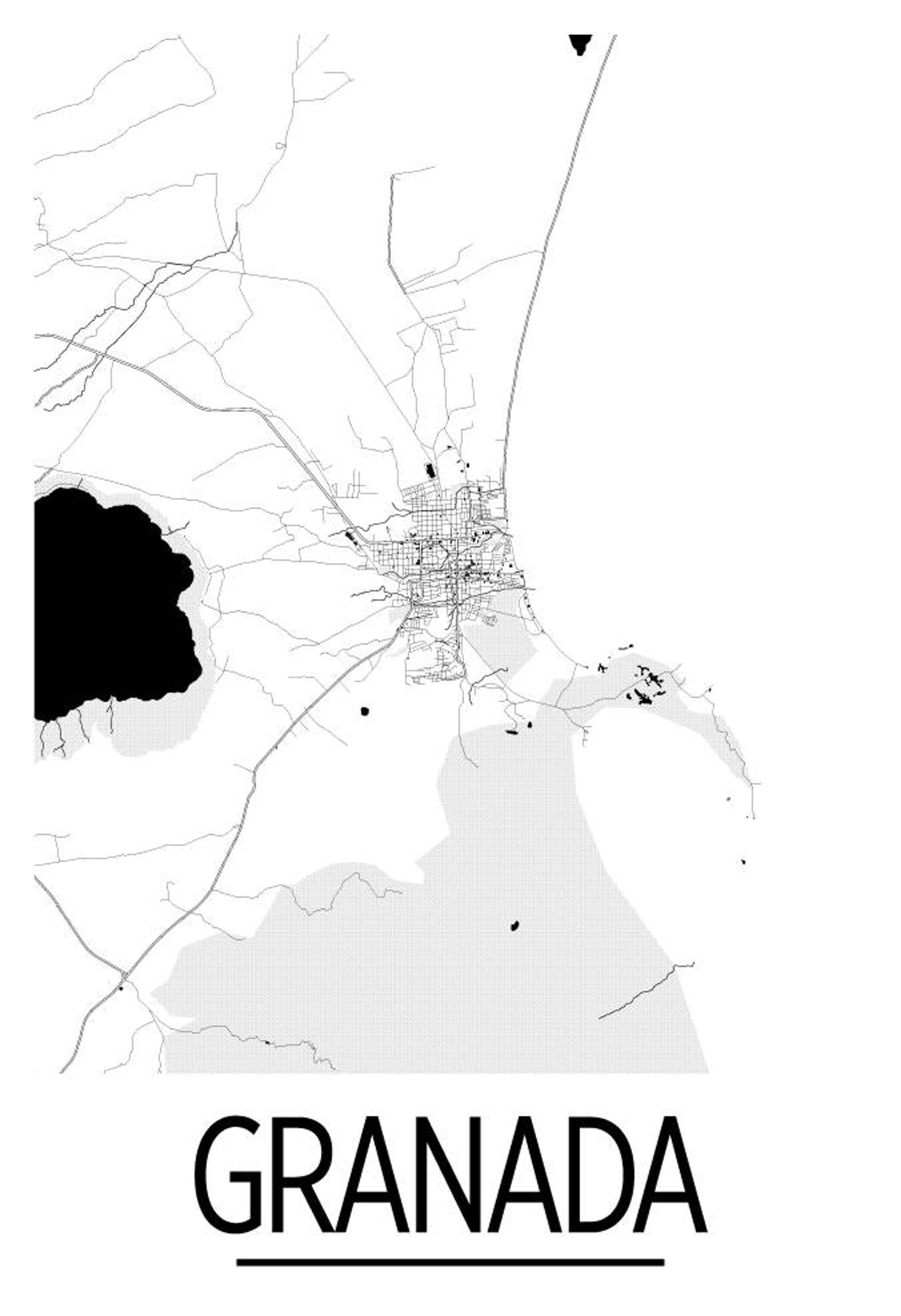 Granada Map Poster Spain Map Print Art Deco Series | Etsy
