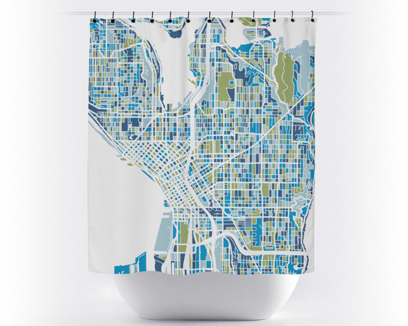 Seattle Map Shower Curtain Usa Shower Curtain Chroma - Etsy