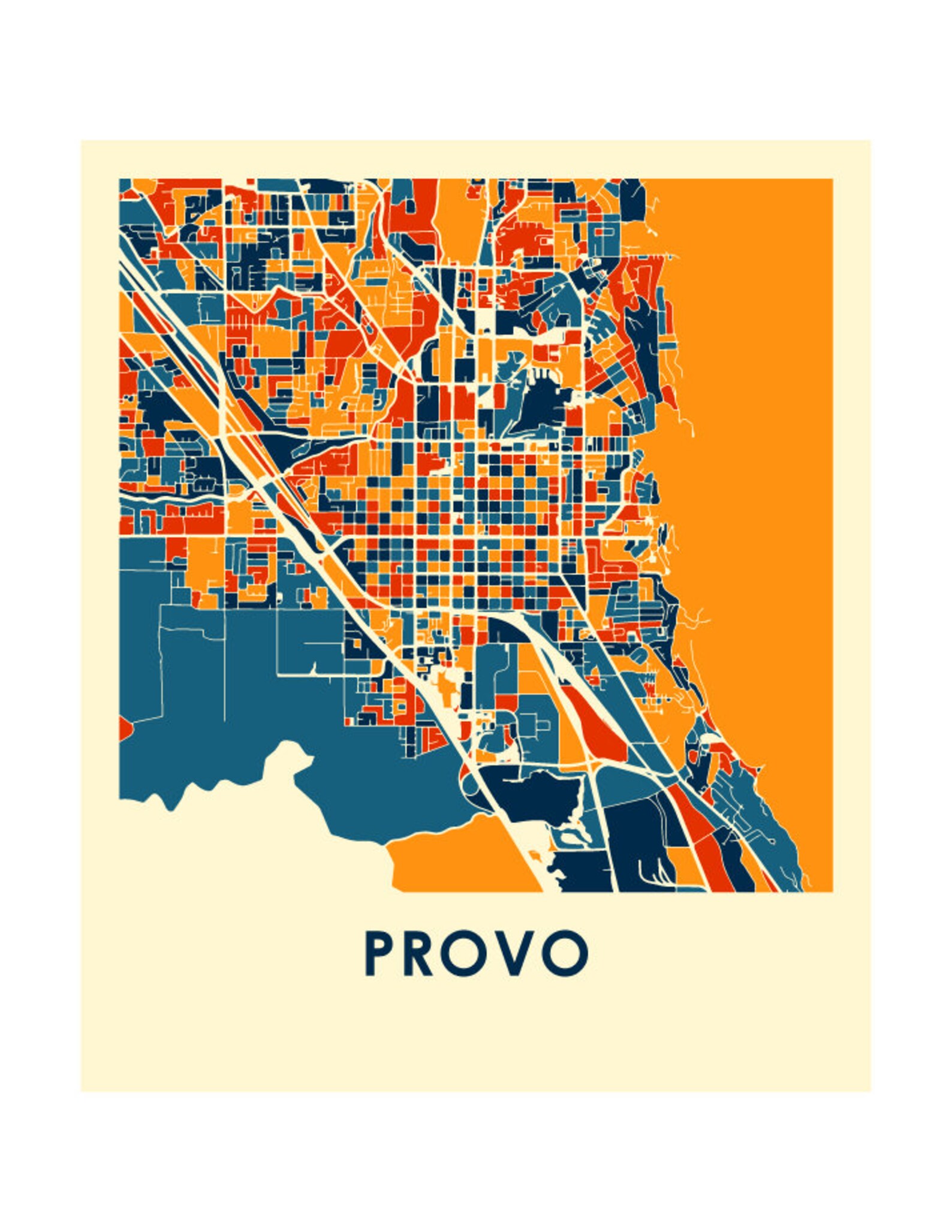 Provo UT Map Print - Full Color Map Poster - Etsy