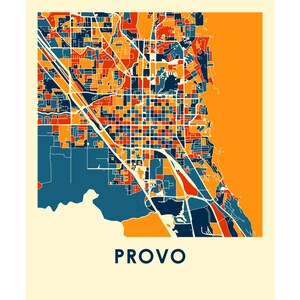 Provo UT Map Print - Full Color Map Poster - Etsy