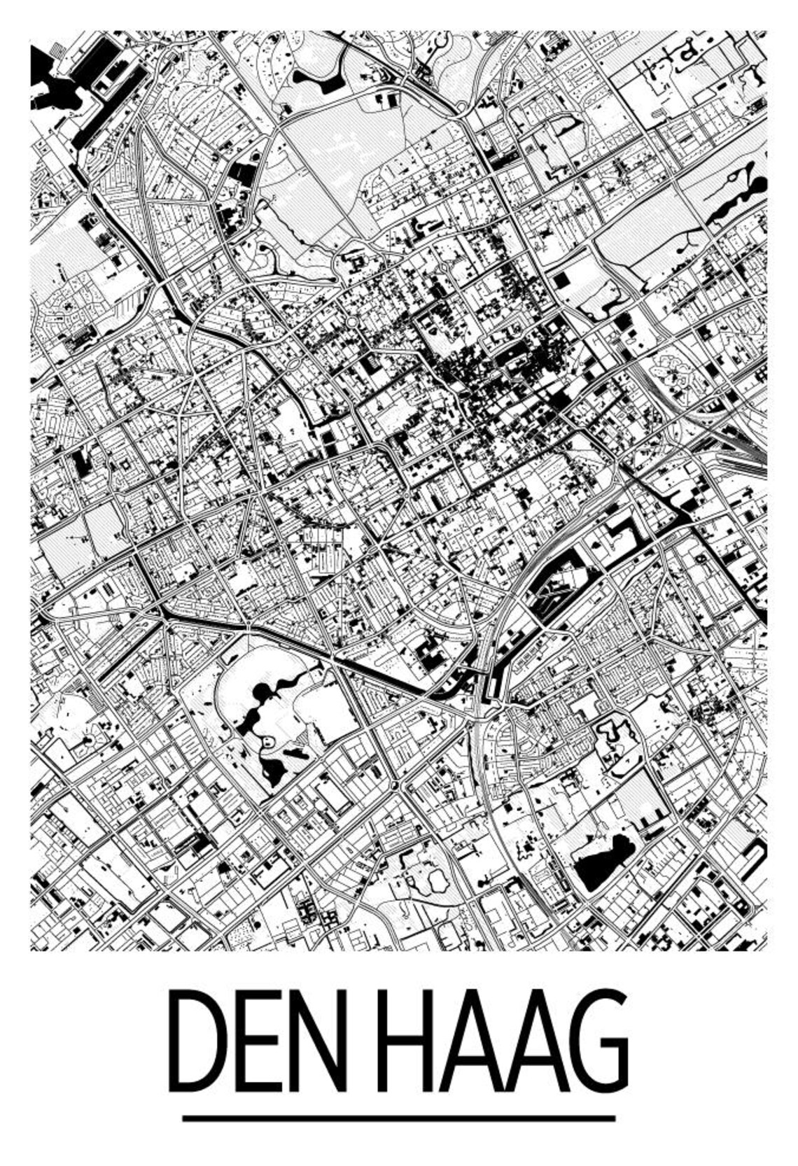 The Hague Map Poster Netherlands Map Print Art Deco Series - Etsy