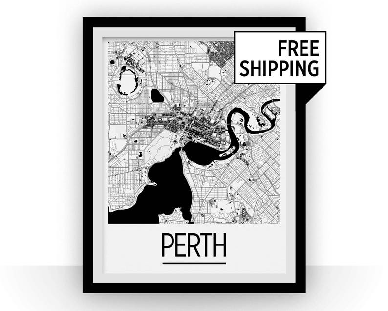 Perth Map Poster Australia Map Print Art Deco Series | Etsy