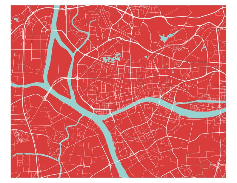 Guangzhou Map Print - Choose Your Color - Etsy