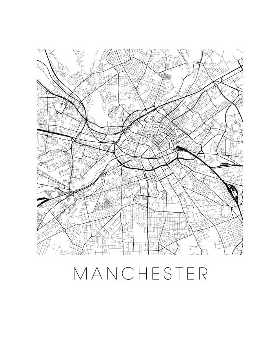 Manchester Map Print - Etsy UK