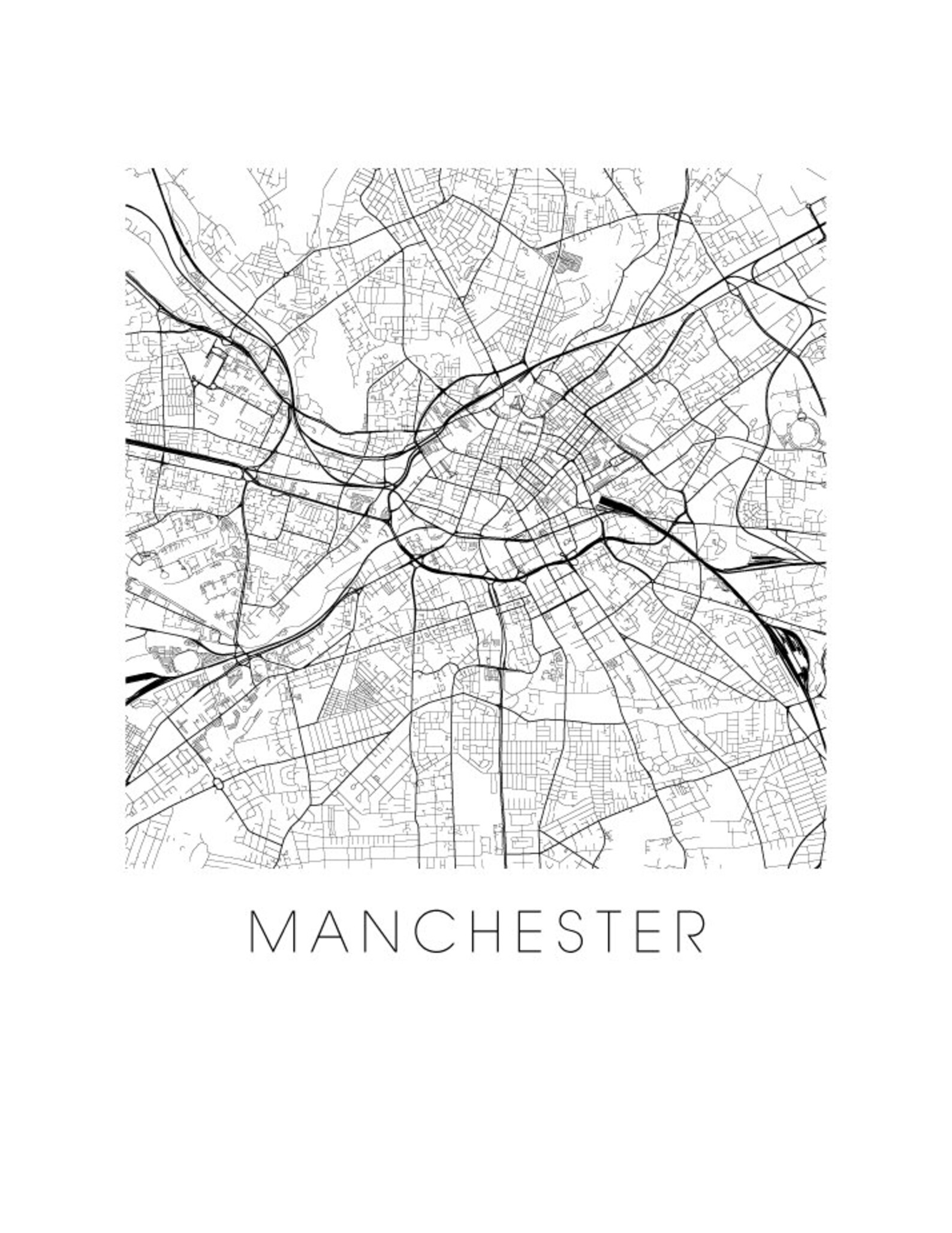 Manchester Map Print - Etsy UK