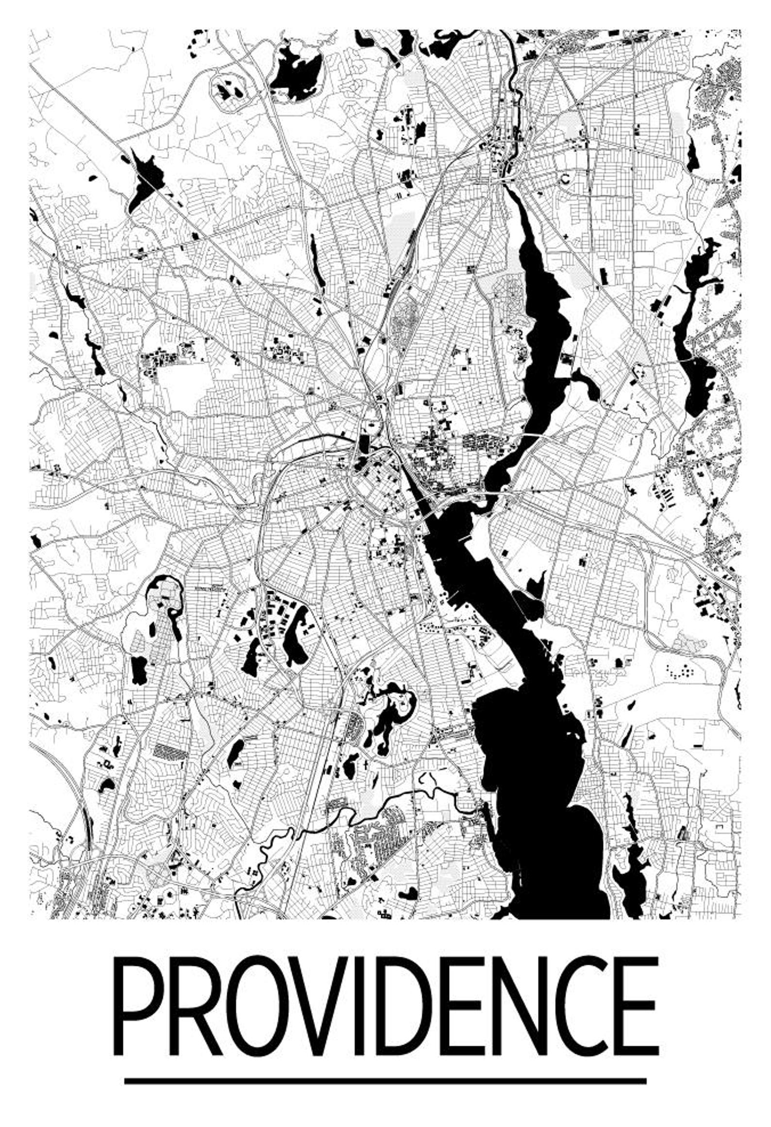 Providence RI Map Poster Rhode Island Map Print Art Deco - Etsy
