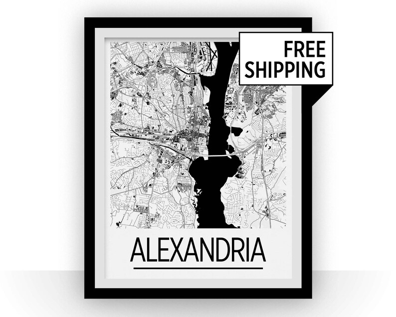 Alexandria VA Map Poster - Virginia Map Print - Art Deco Series - Etsy