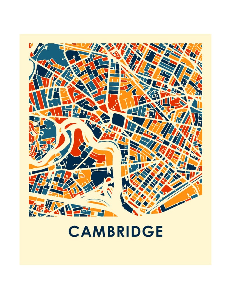 Cambridge MA Map Print Full Color Map Poster - Etsy