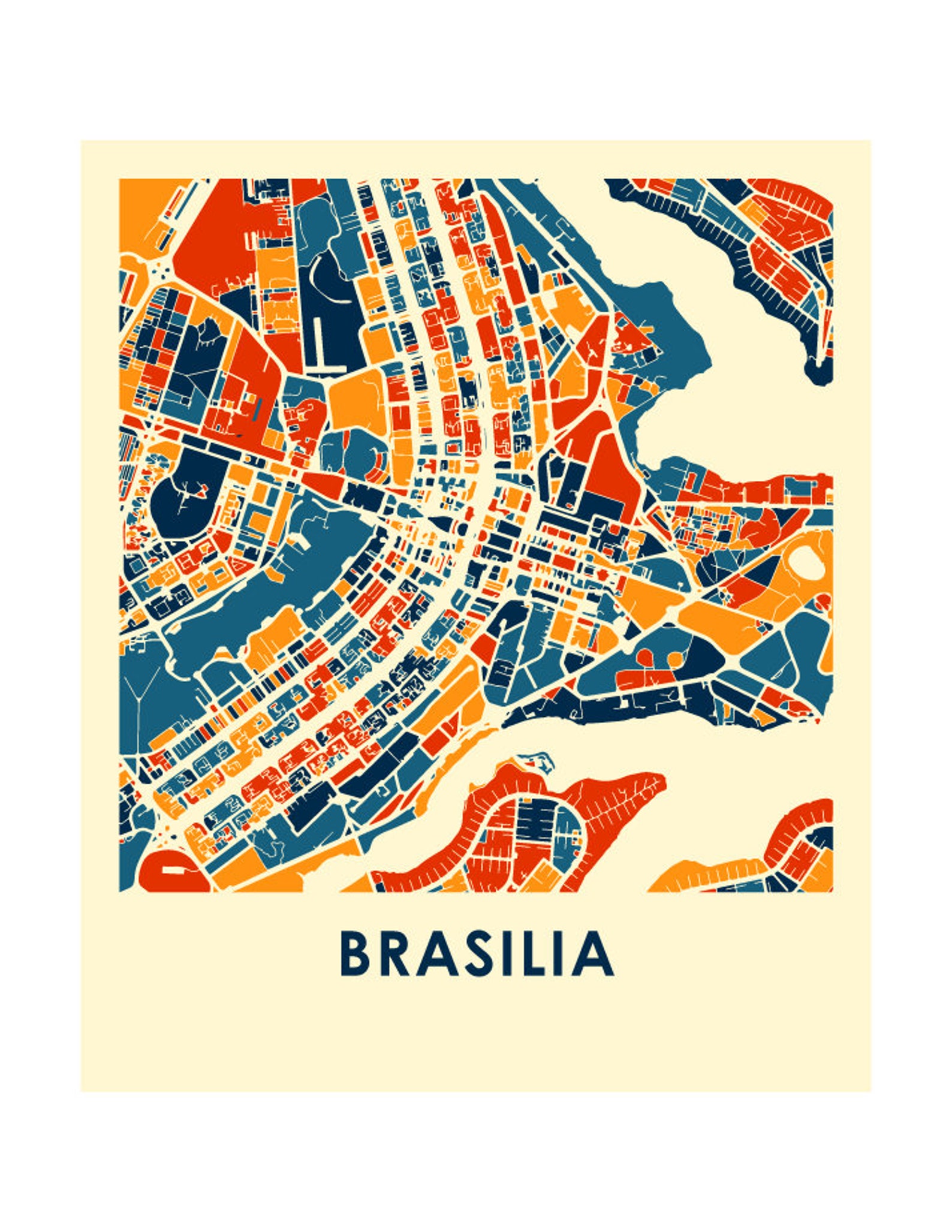 Brasilia Map Print Full Color Map Poster | Etsy