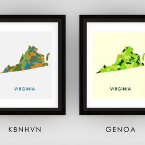 Virginia Map Print - Full Color Map Poster - Etsy