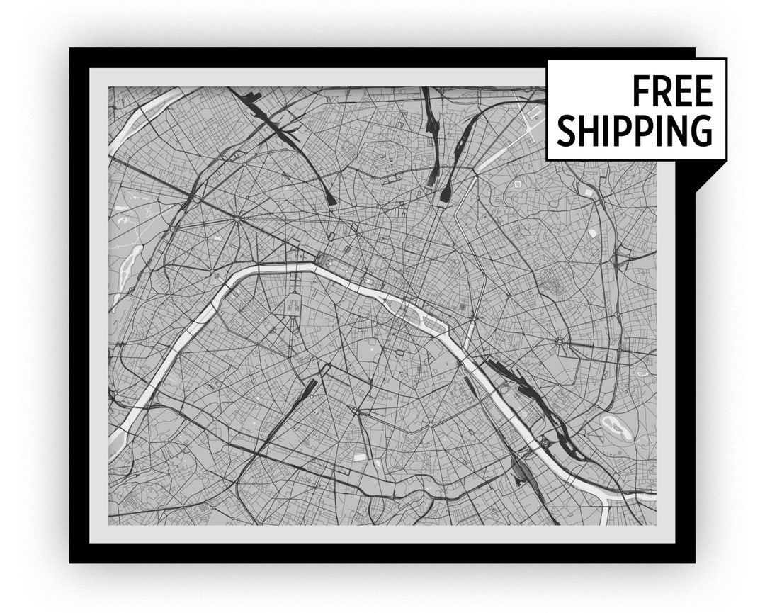 Paris Map Print - Choose Your Color - Etsy