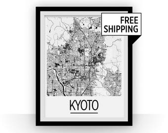 Kyoto DIGITAL Download Map, Custom City Map Print, Kyoto Map Poster ...
