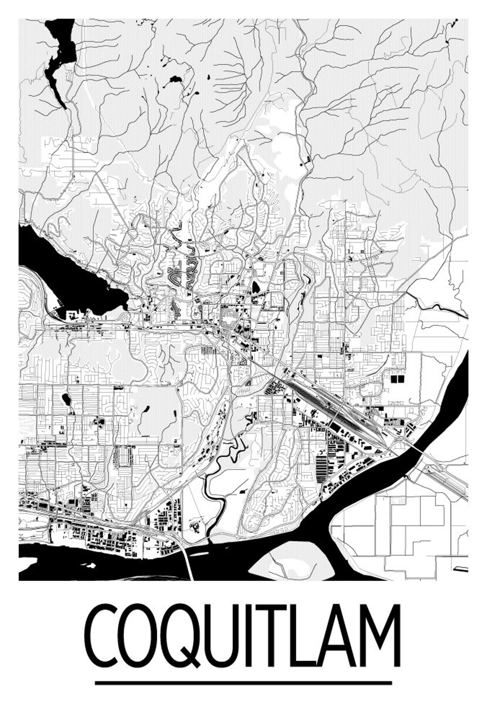 Coquitlam British Columbia Map Poster - British Columbia Map Print ...
