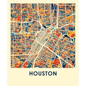 Houston Map Print - Full Color Map Poster - Etsy