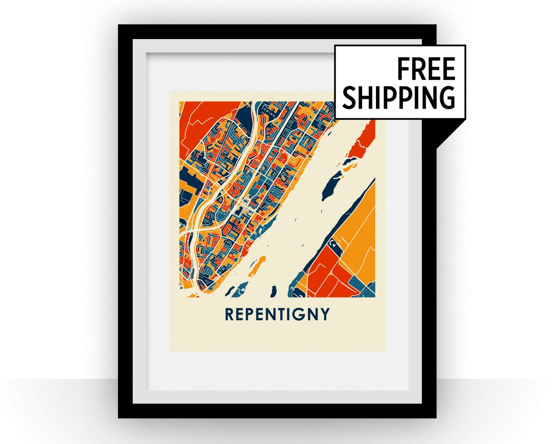 Repentigny Quebec Map Print - Full Color Map Poster - Etsy