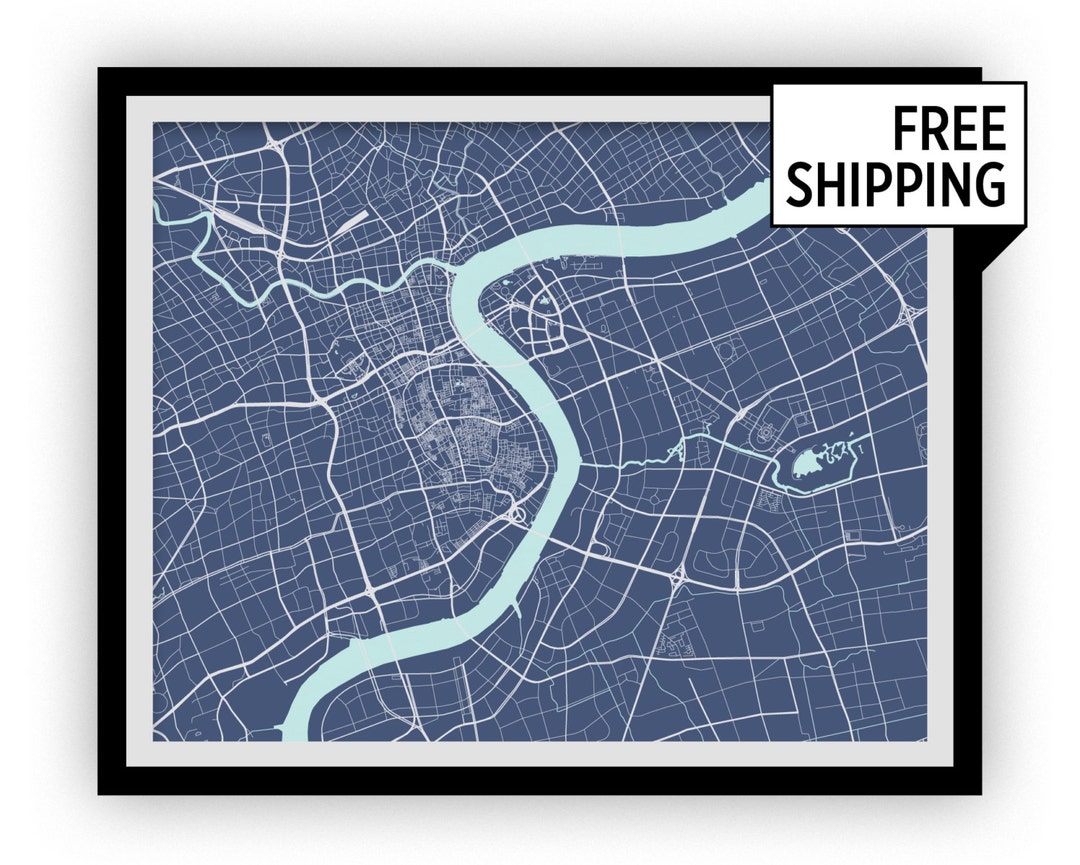 Shanghai Map Print - Choose Your Color - Etsy