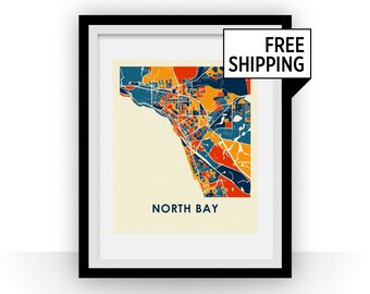 North Bay Map Print - Ontario Art Poster - Etsy