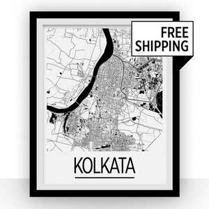 Kolkata Map Poster - India Map Print - Art Deco Series - Etsy