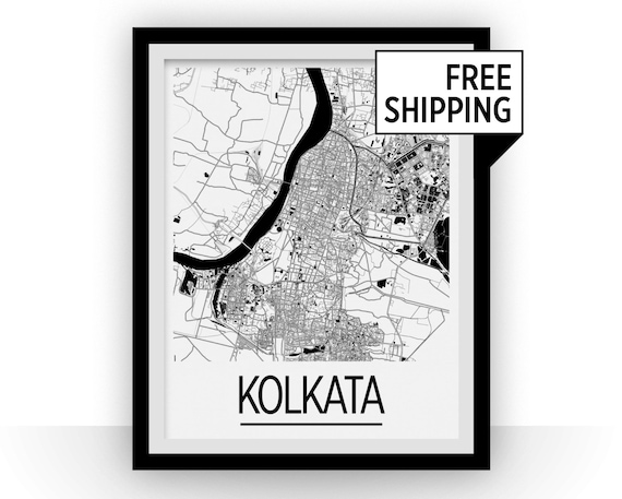 Kolkata Map Poster India Map Print Art Deco Series - Etsy UK