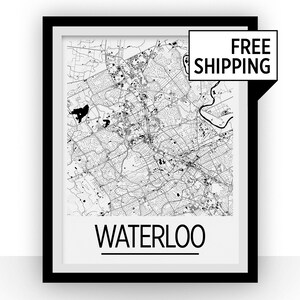 Waterloo Ontario Map Poster - Ontario Map Print - Art Deco Series - Etsy