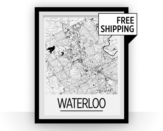 Waterloo Ontario Map Poster Ontario Map Print Art Deco | Etsy