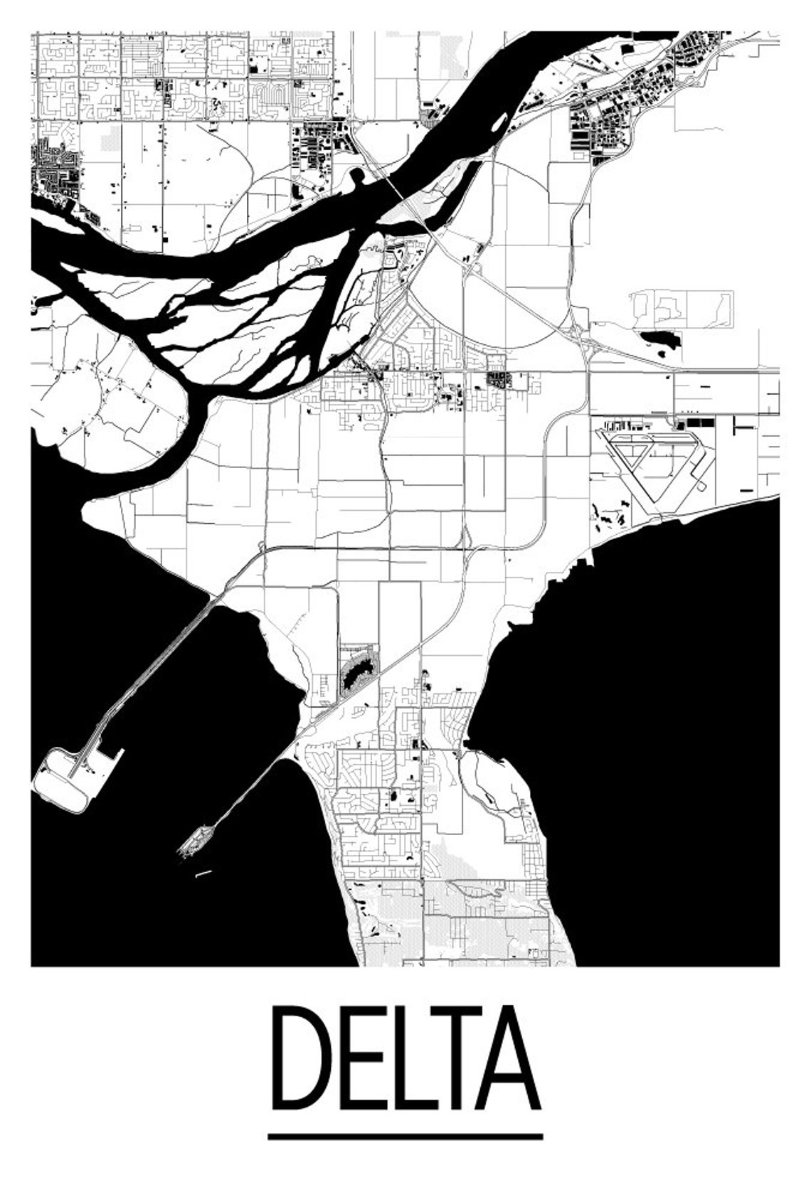 Delta British Columbia Map Poster British Columbia Map Print - Etsy