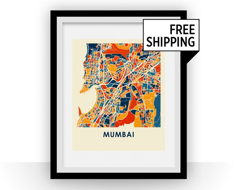 Buy Mumbai Map Print - Full Color Map Poster Online in India - Etsy