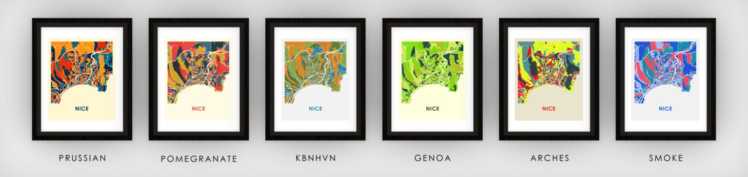 Nice Map Print Full Color Map Poster - Etsy