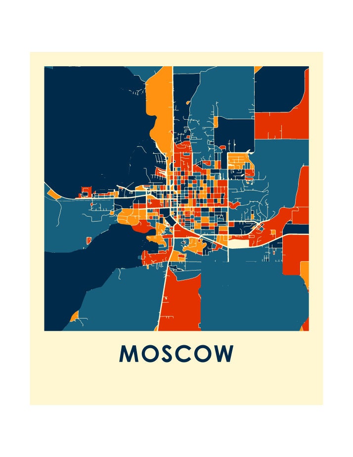 Moscow ID Map Print Full Color Map Poster - Etsy UK