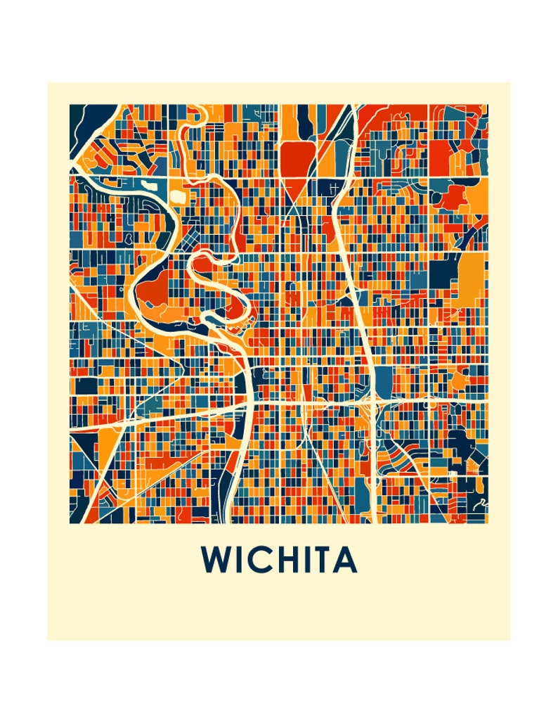 Wichita Map Print Full Color Map Poster | Etsy